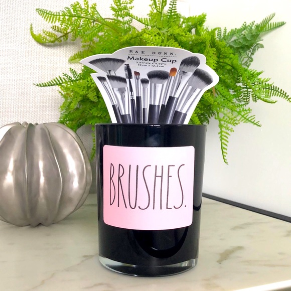Rae Dunn | Makeup | Rae Dunn Make Up Cup Brushes Black With Pink Emblem | Poshmark